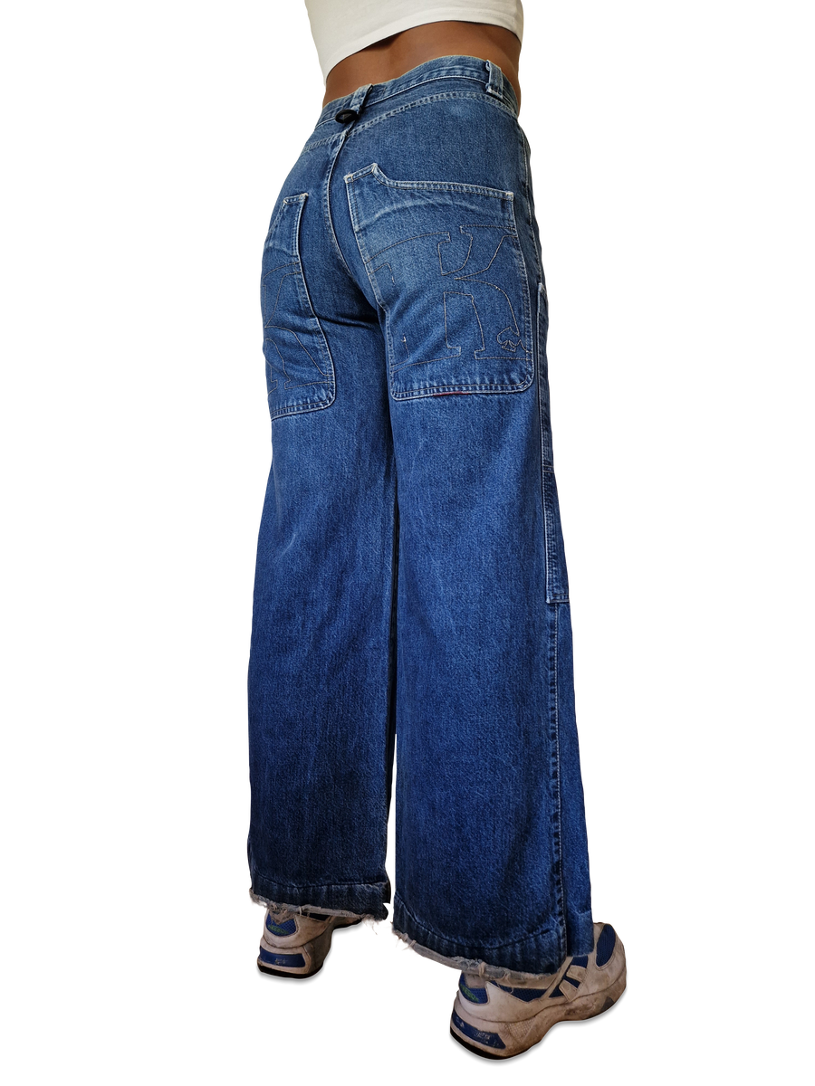 Vintage Killah Babe Jeans Skater Flared Baggy Blau 31 – RareRags